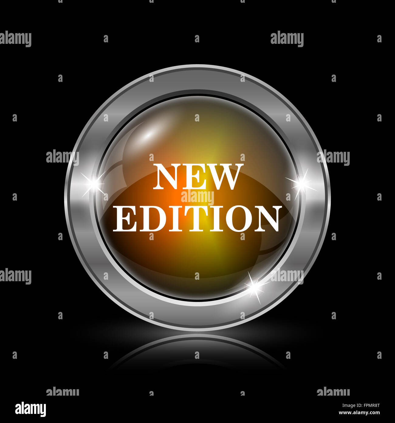 New edition icon. Metallic internet button on black background Stock ...