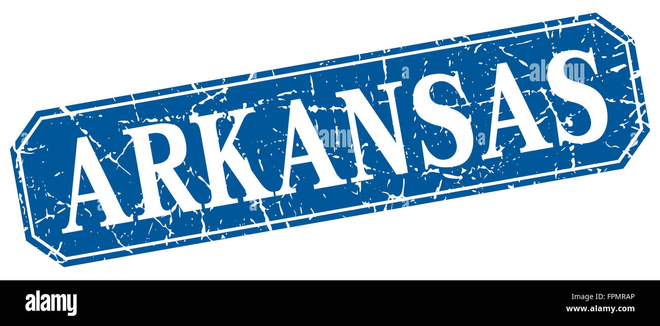 Arkansas blue square grunge retro style sign Stock Photo - Alamy