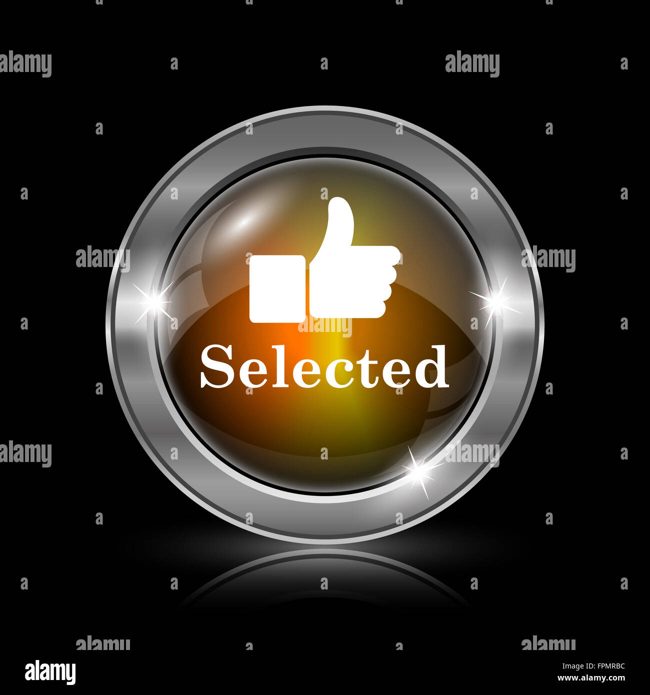 Selected icon. Metallic internet button on black background Stock Photo ...