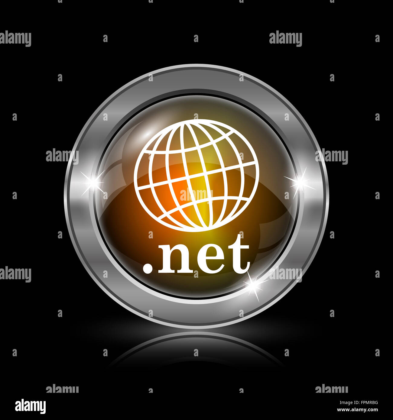 .net icon. Metallic internet button on black background Stock Photo - Alamy