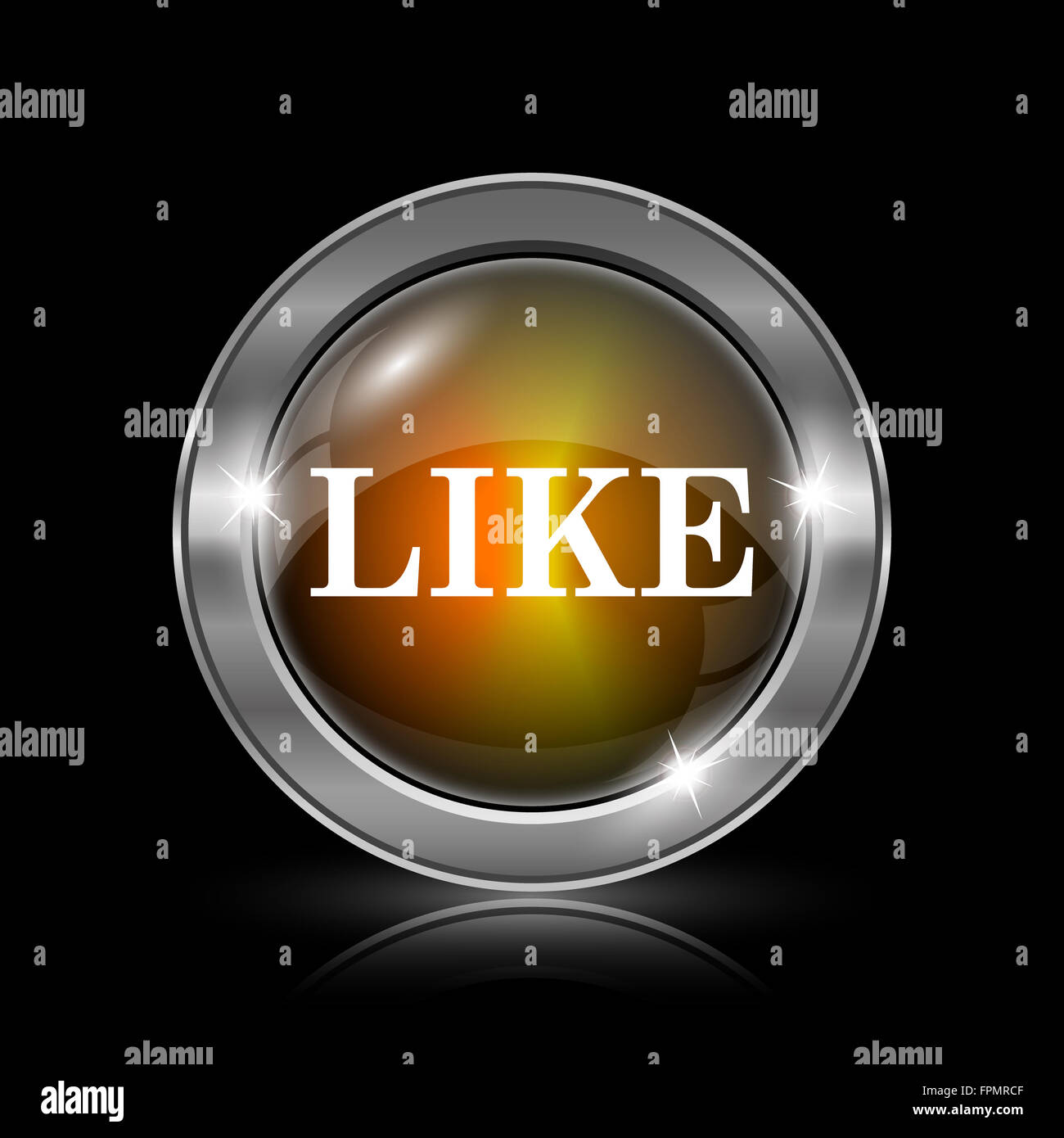Like icon. Metallic internet button on black background Stock Photo - Alamy