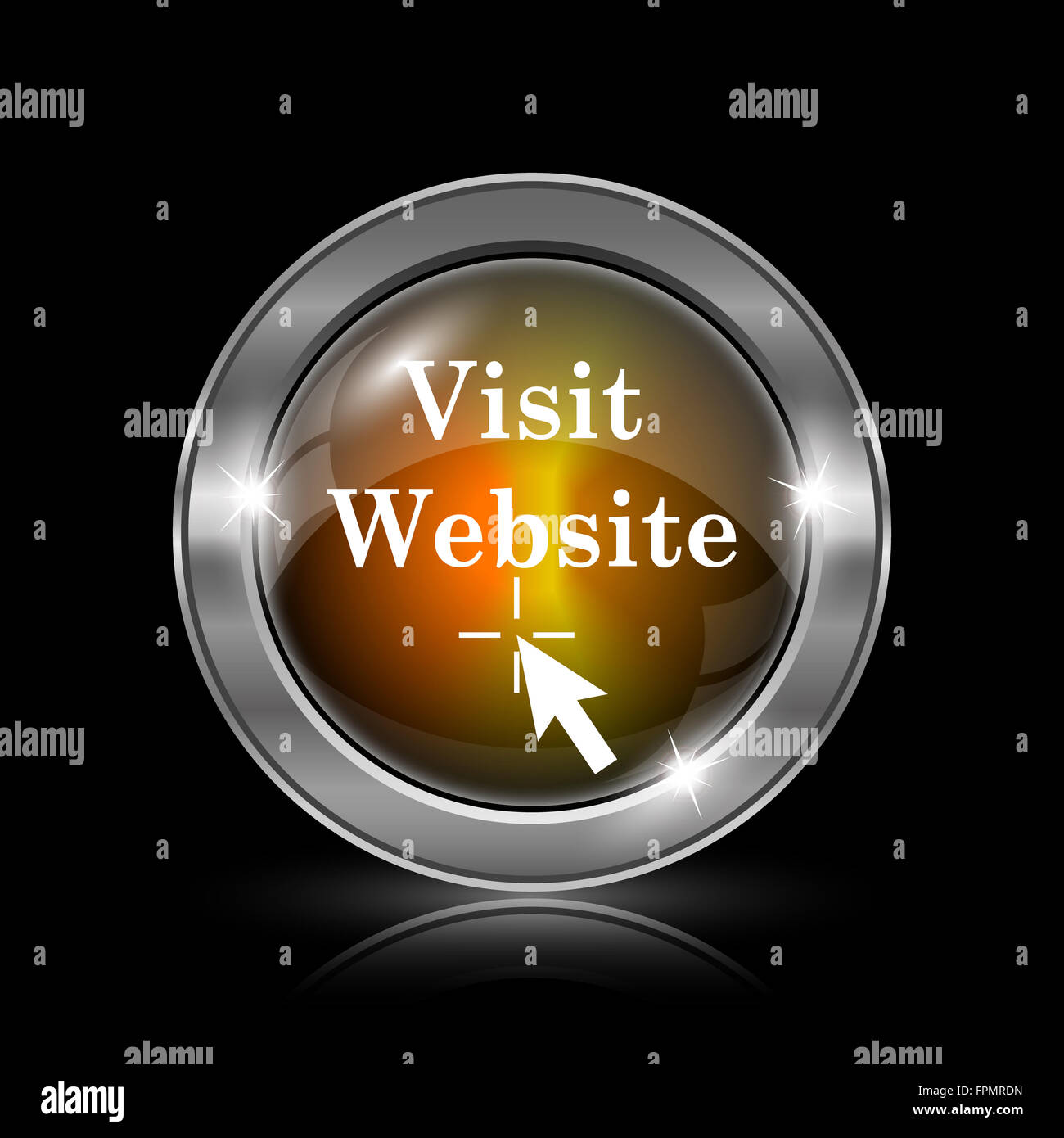 Visit website icon. Metallic internet button on black background Stock ...