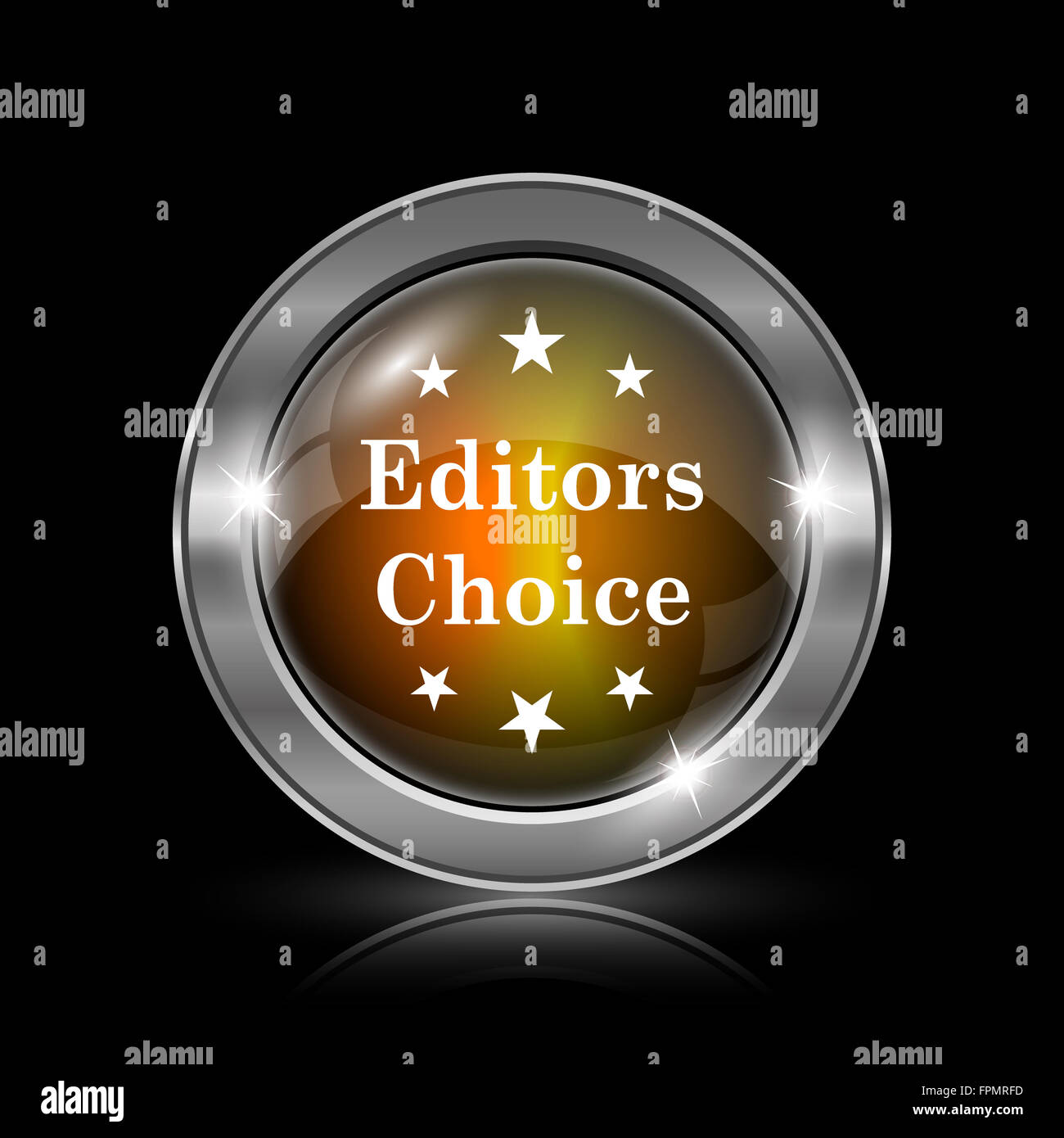 Editors choice icon. Metallic internet button on black background Stock ...
