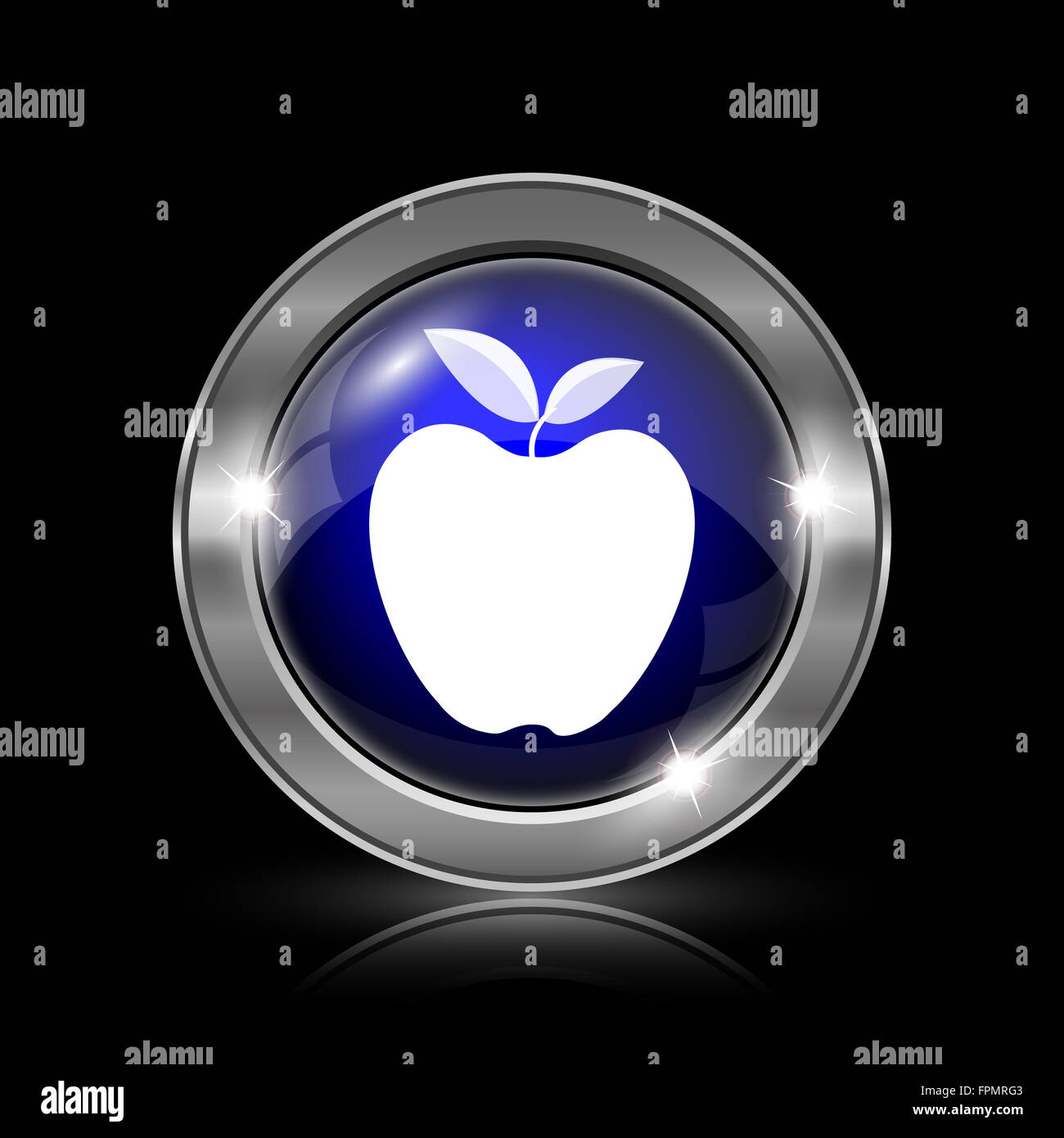 Apple icon. Metallic internet button on black background Stock Photo ...