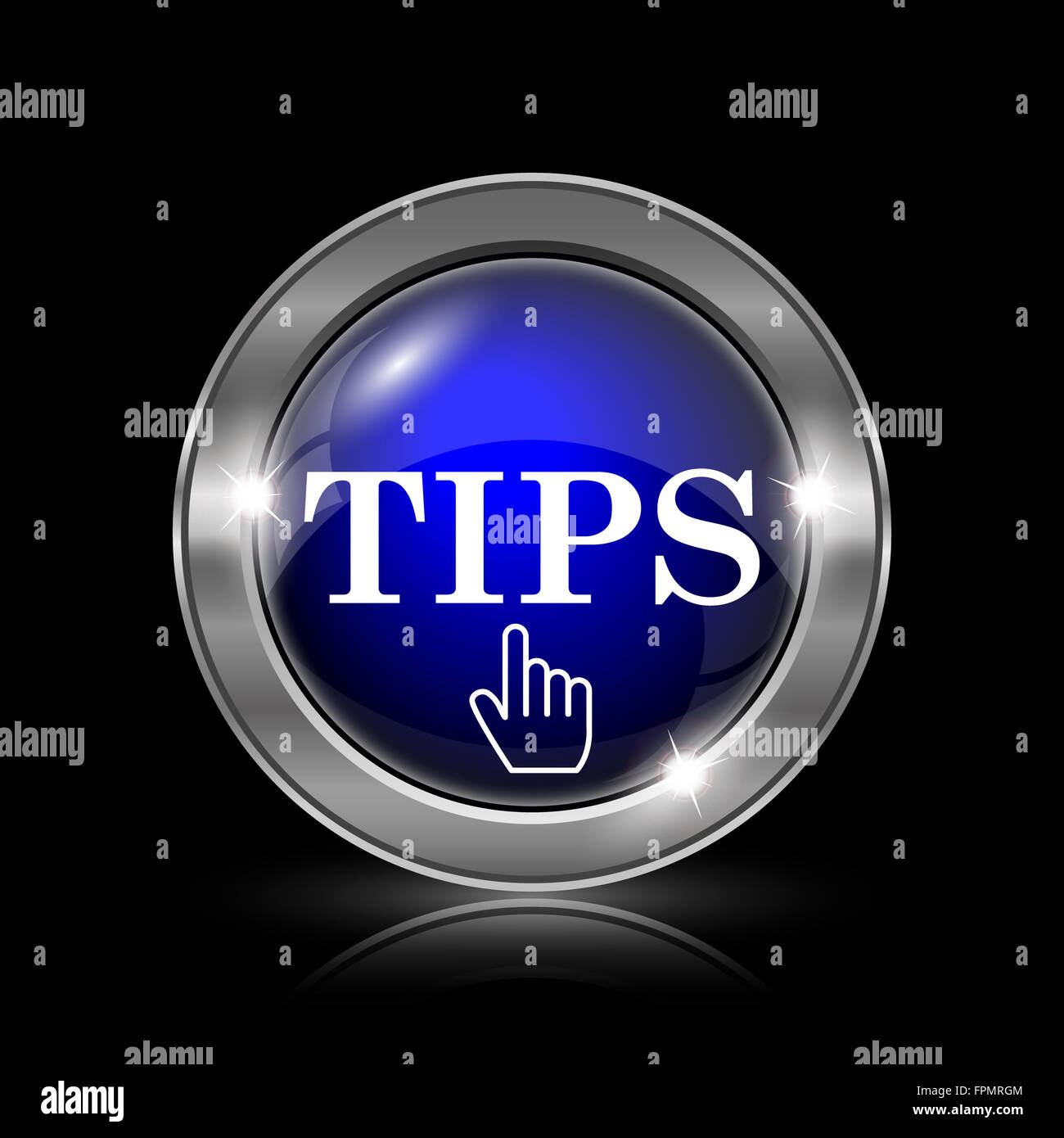 Tips icon. Metallic internet button on black background Stock Photo - Alamy
