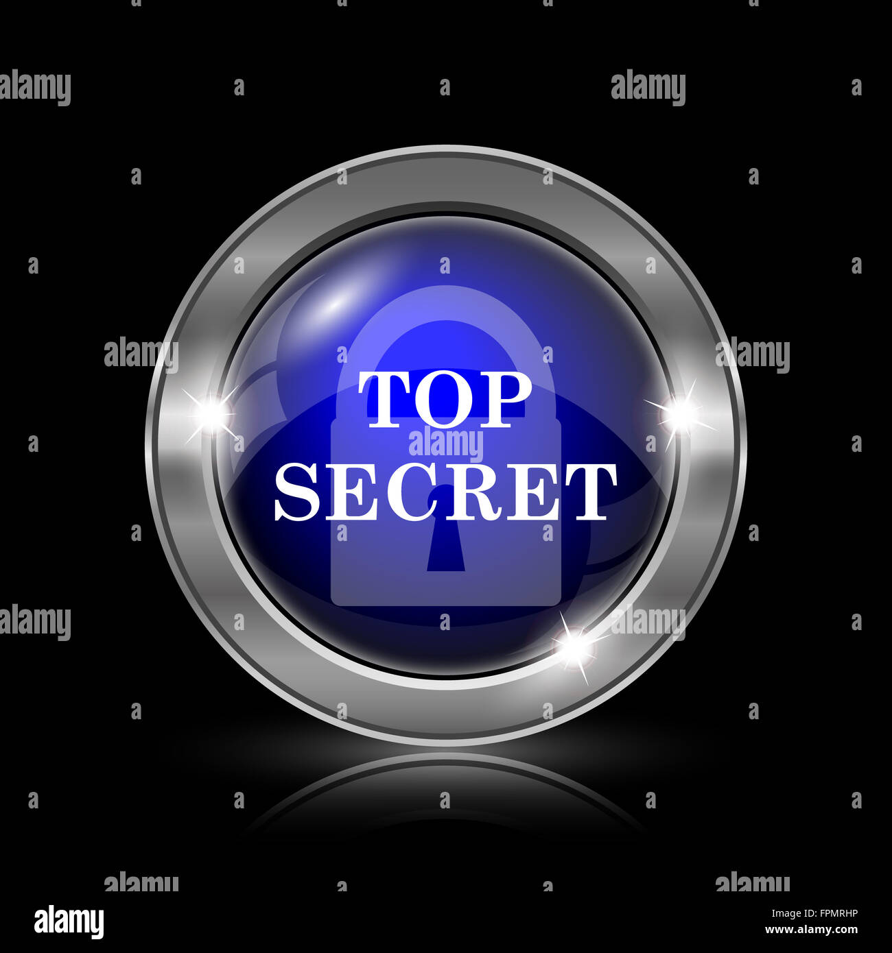Top secret icon. Metallic internet button on black background Stock ...