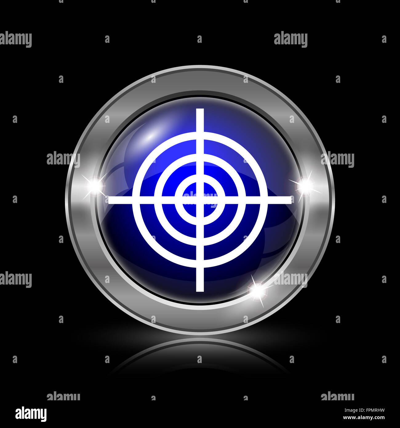 Target icon. Metallic internet button on black background Stock Photo ...