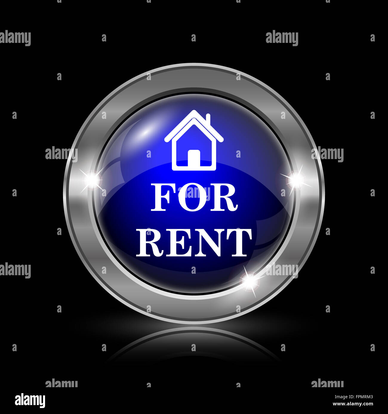For rent icon. Metallic internet button on black background Stock Photo ...