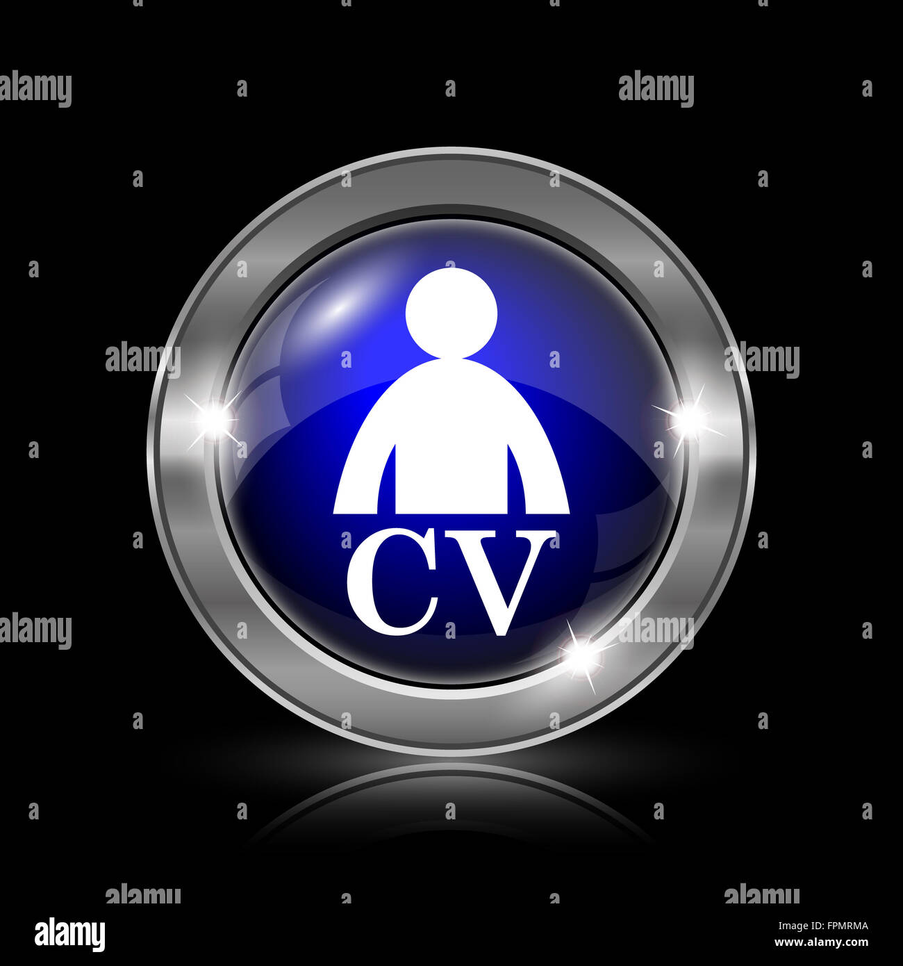 CV icon. Metallic internet button on black background Stock Photo - Alamy