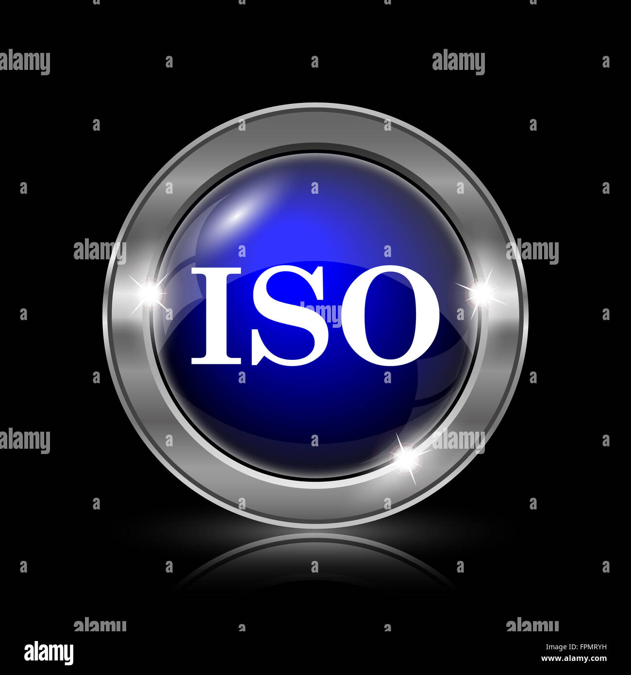 ISO icon. Metallic internet button on black background Stock Photo - Alamy