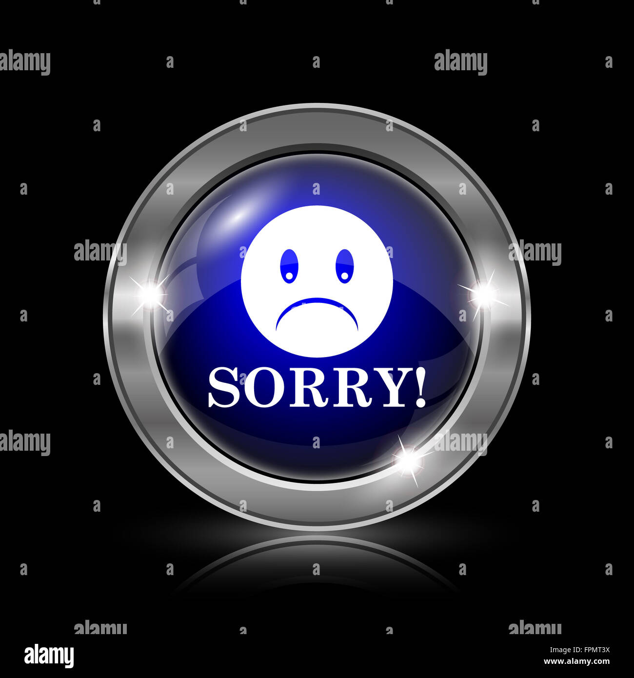 Sorry icon. Metallic internet button on black background Stock Photo ...
