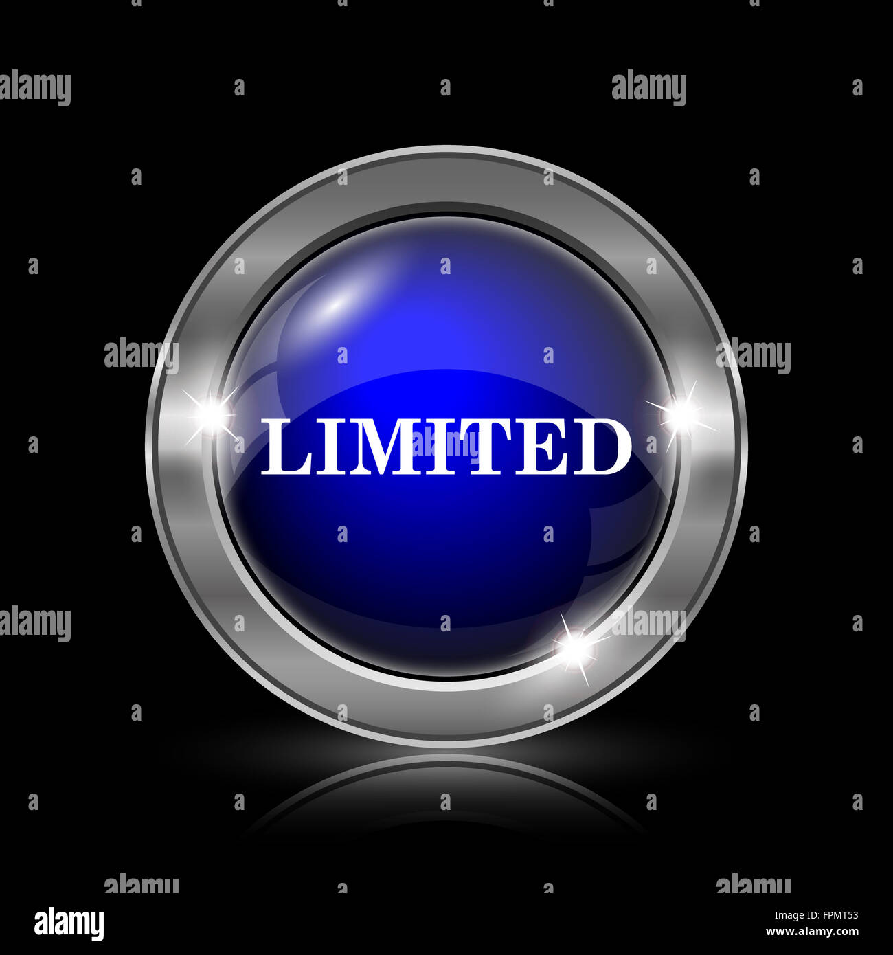 Limited icon. Metallic internet button on black background Stock Photo ...