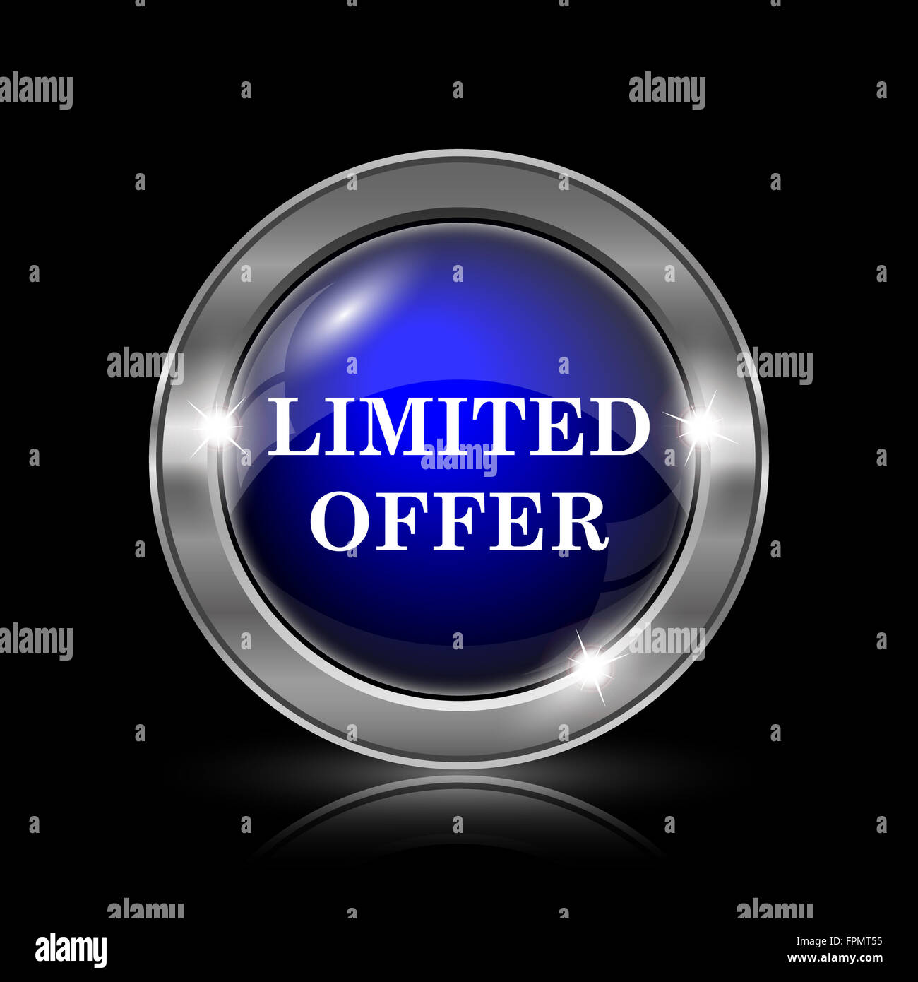 Limited offer icon. Metallic internet button on black background Stock ...