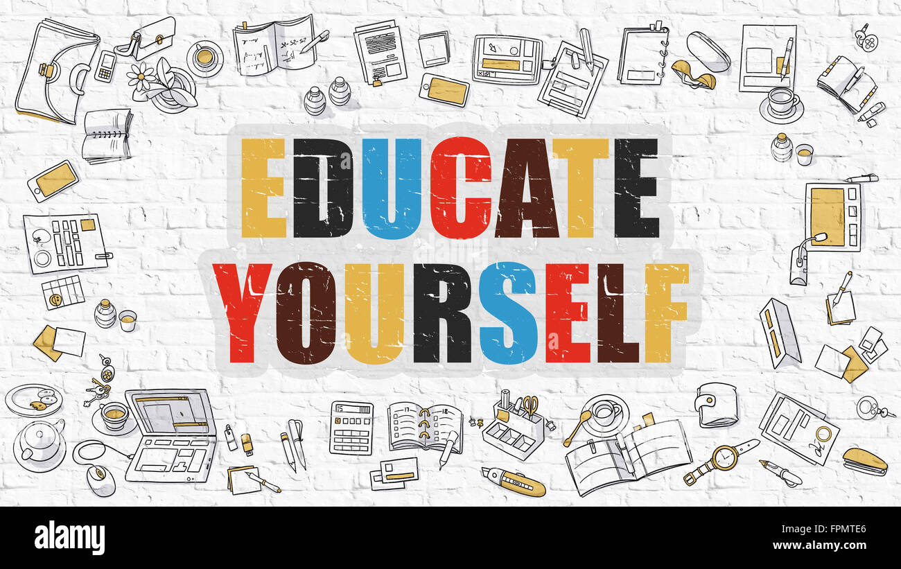 Educate Yourself Concept with Doodle Design Icons Stock Photo - Alamy