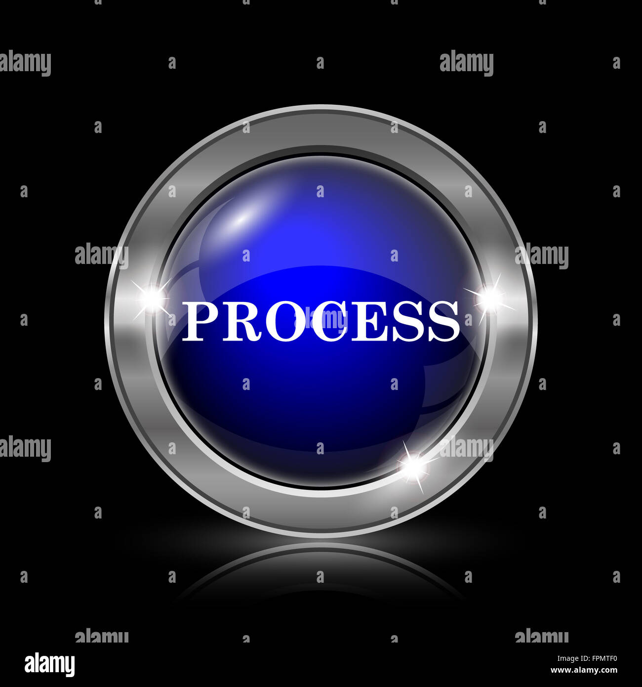 Process icon. Metallic internet button on black background Stock Photo ...
