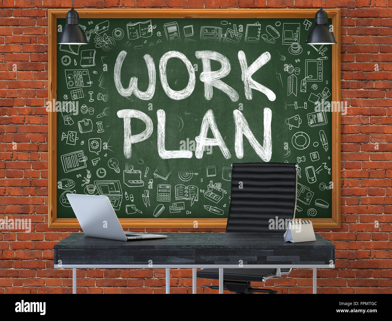 Hand Drawn Work Plan on Office Chalkboard Stock Photo - Alamy