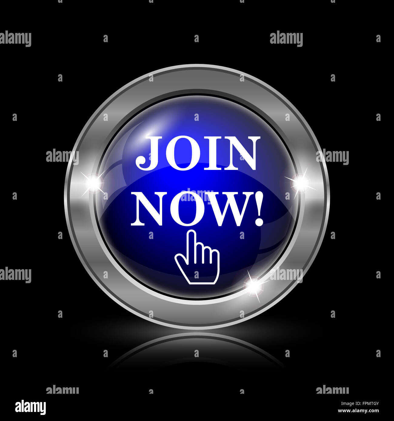 Join now icon. Metallic internet button on black background Stock Photo ...