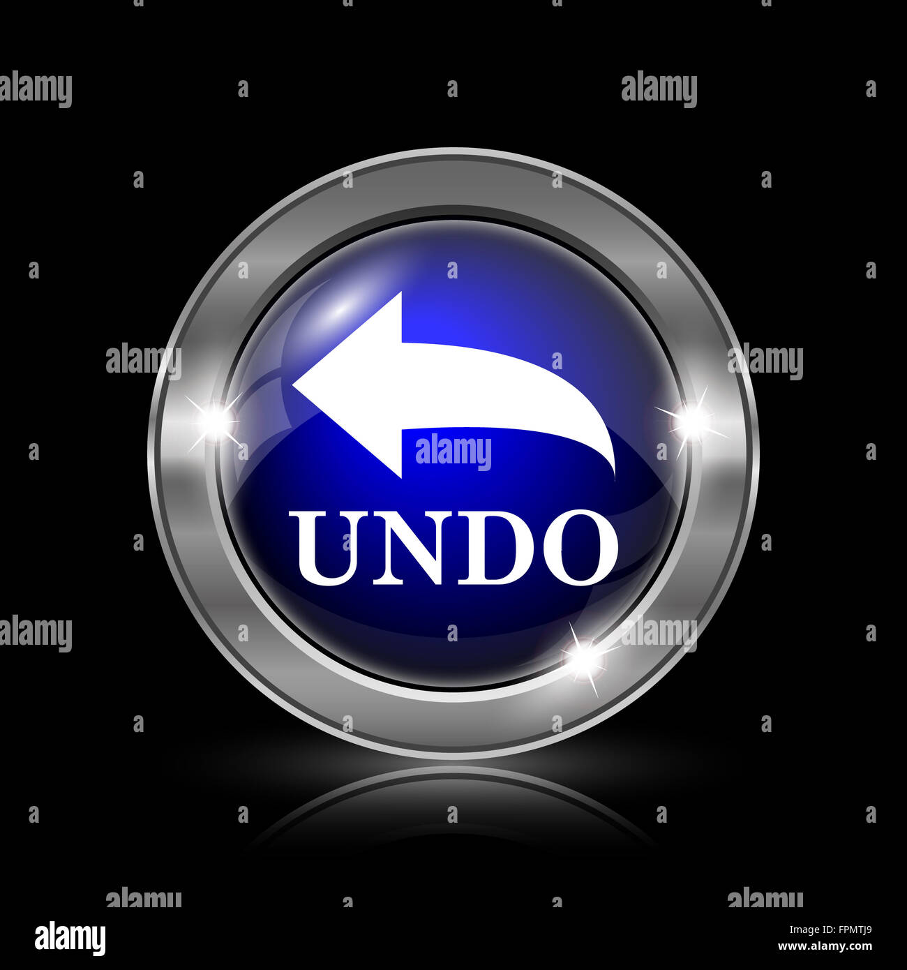 Undo icon. Metallic internet button on black background Stock Photo - Alamy
