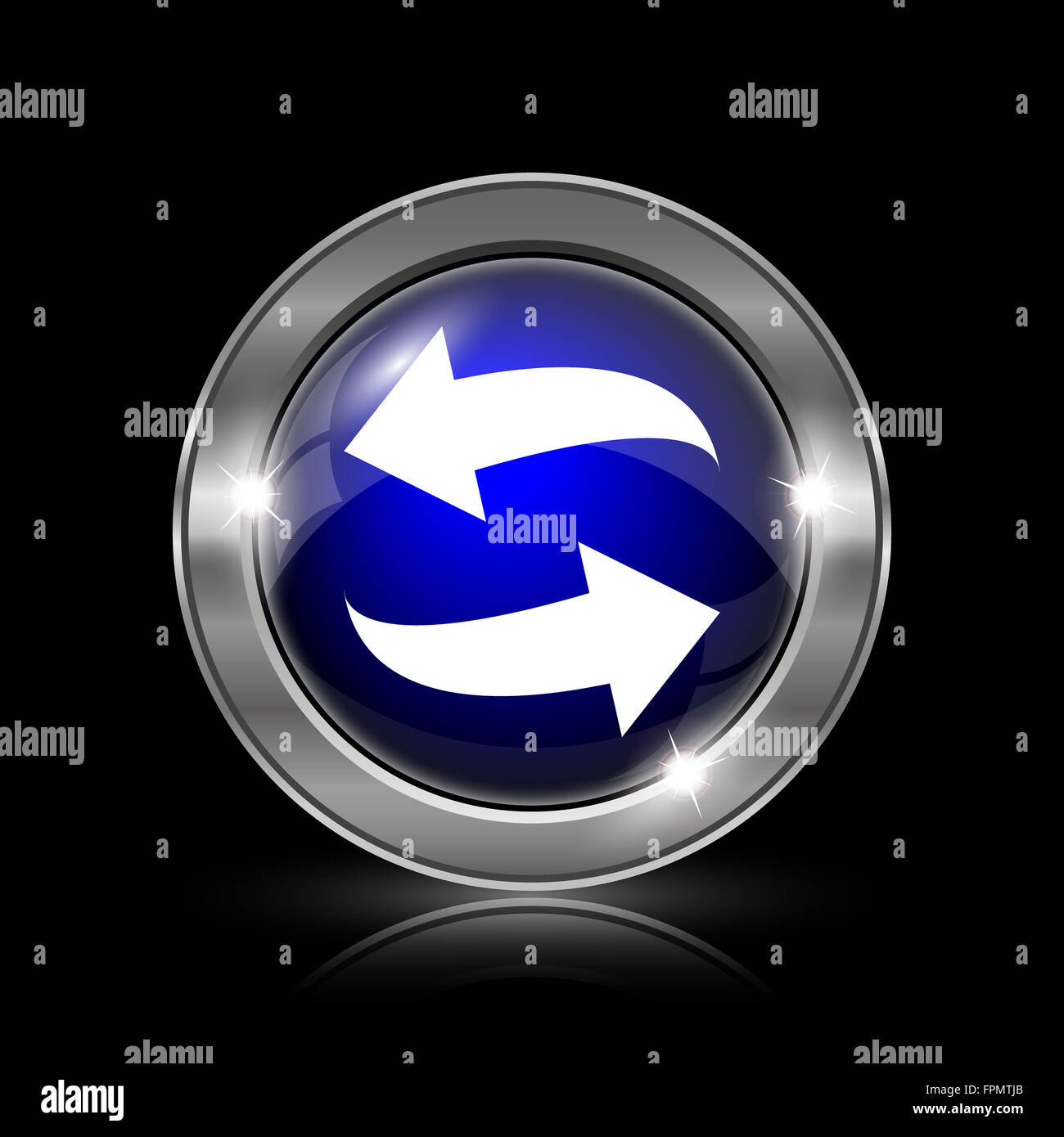 Swap icon. Metallic internet button on black background Stock Photo - Alamy