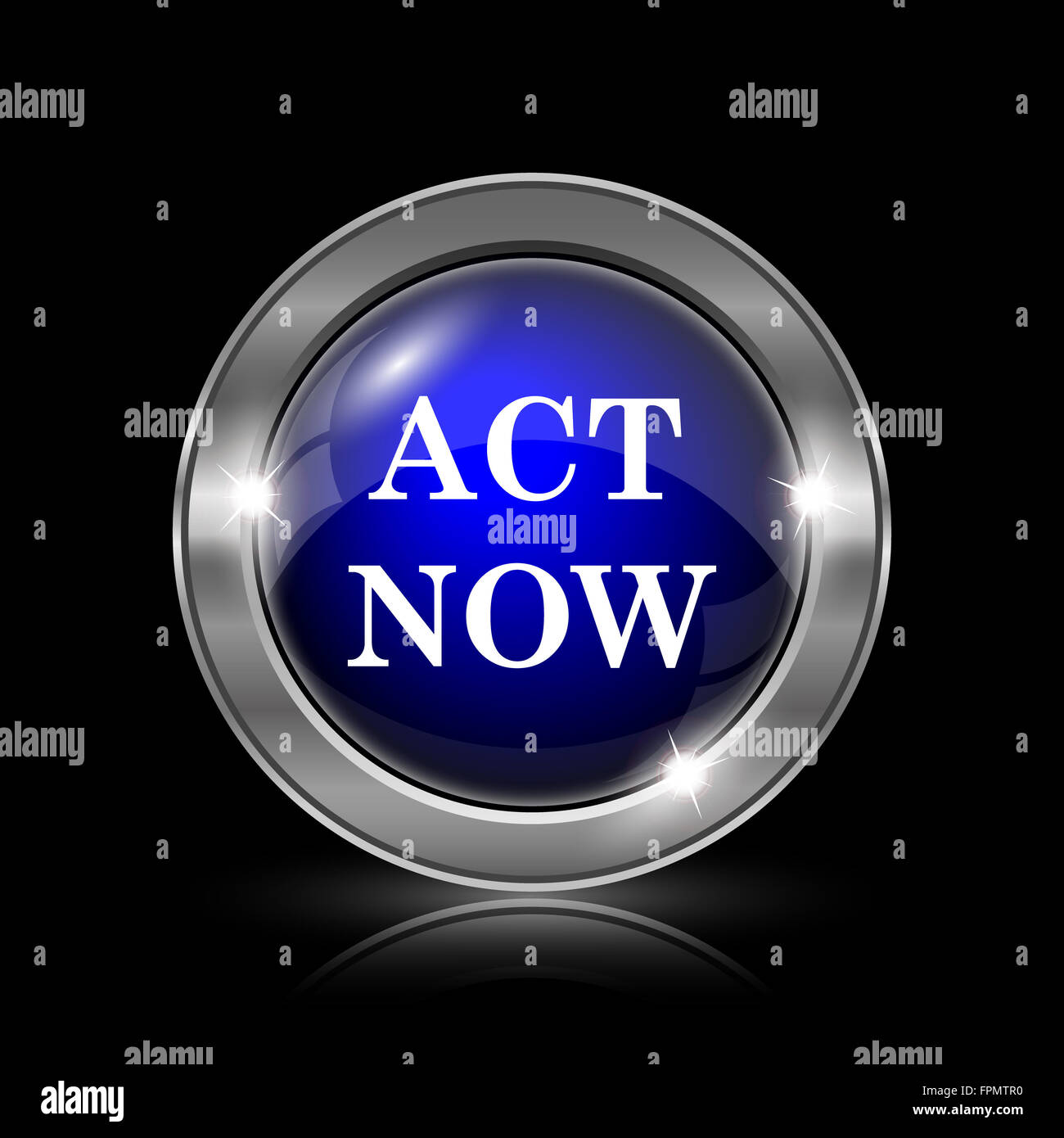 Act now icon. Metallic internet button on black background Stock Photo ...
