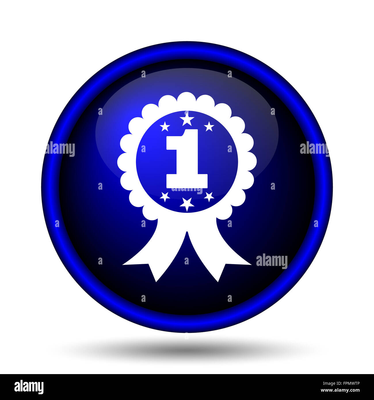 First prize ribbon icon. Internet button on white background Stock ...