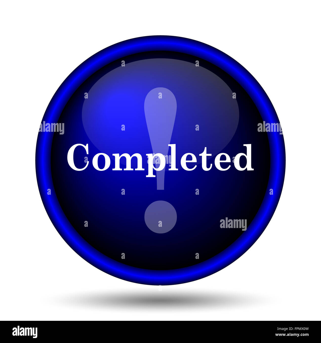 Completed icon. Internet button on white background Stock Photo - Alamy