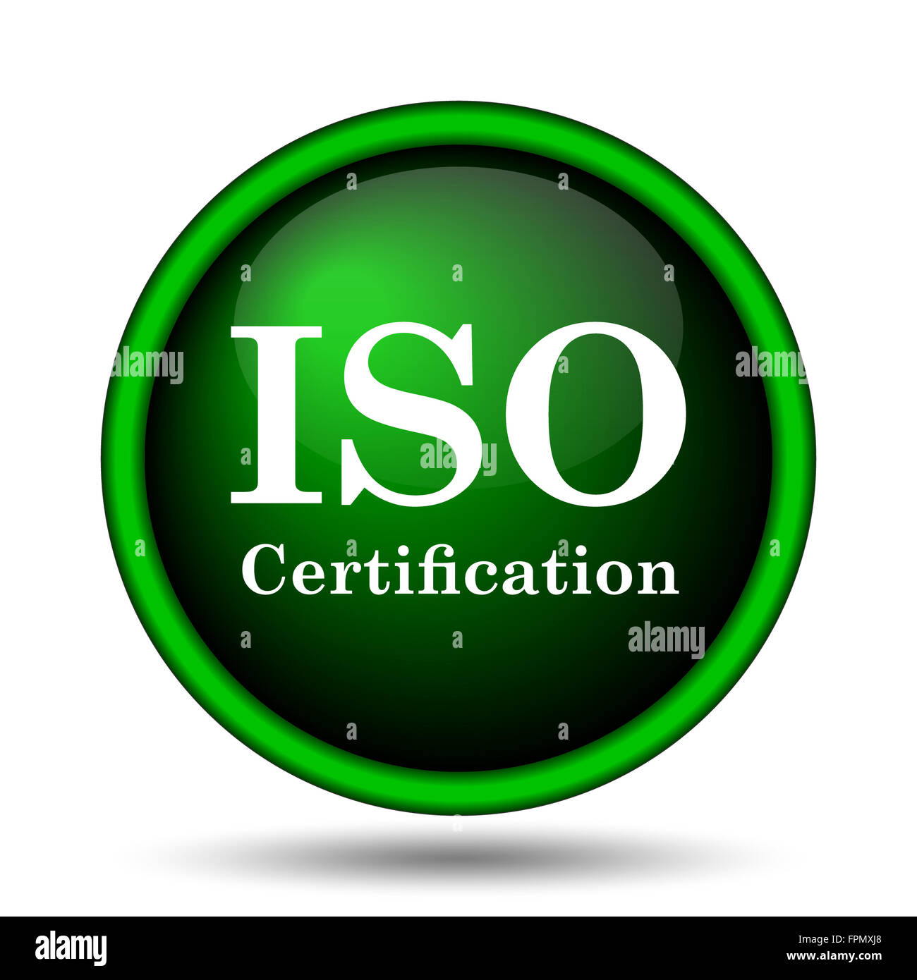 ISO certification icon. Internet button on white background Stock Photo ...