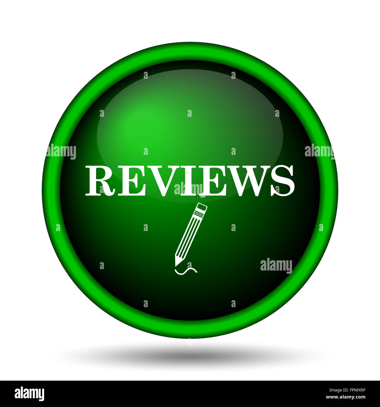 Reviews icon. Internet button on white background Stock Photo - Alamy
