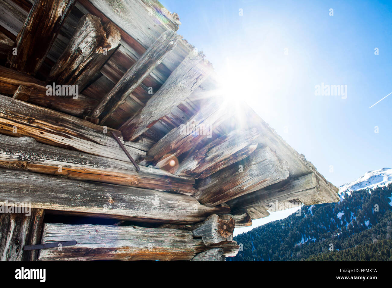 Alpine cabin, detail Stock Photo - Alamy