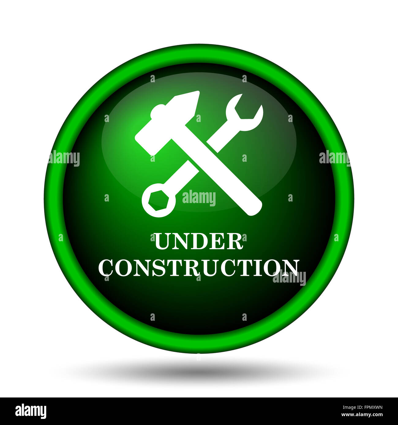 Under construction icon. Internet button on white background Stock ...