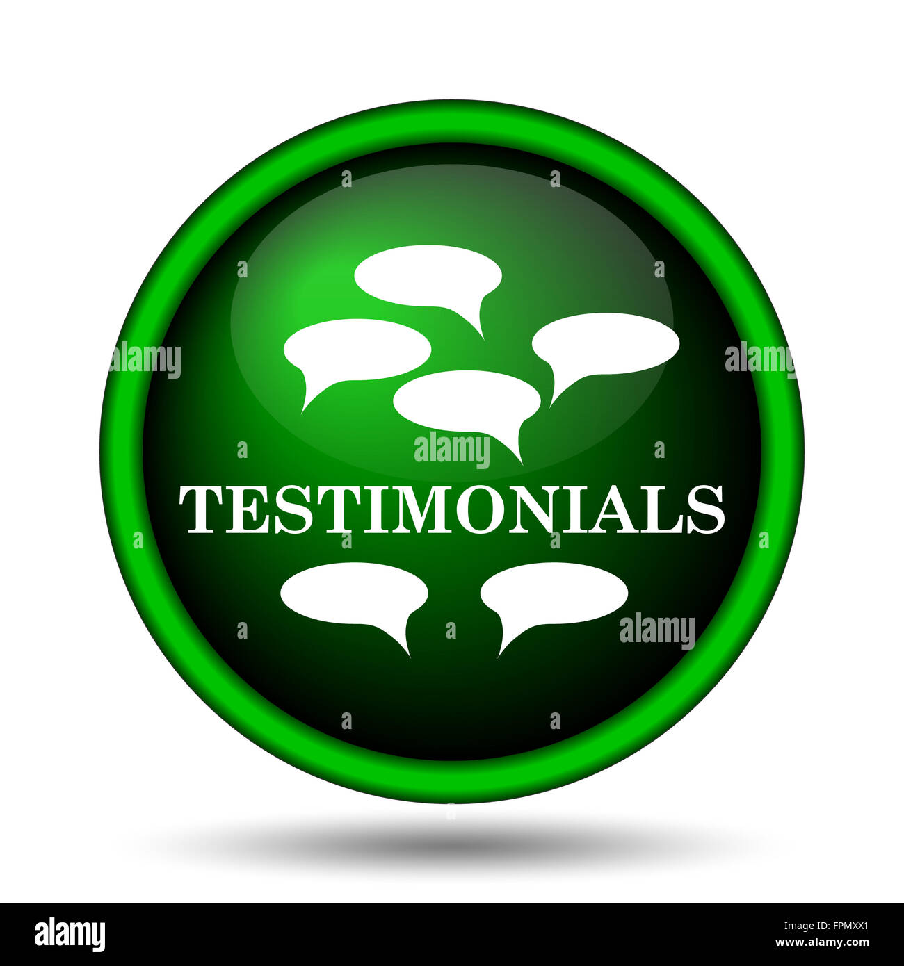 Testimonials icon. Internet button on white background Stock Photo - Alamy