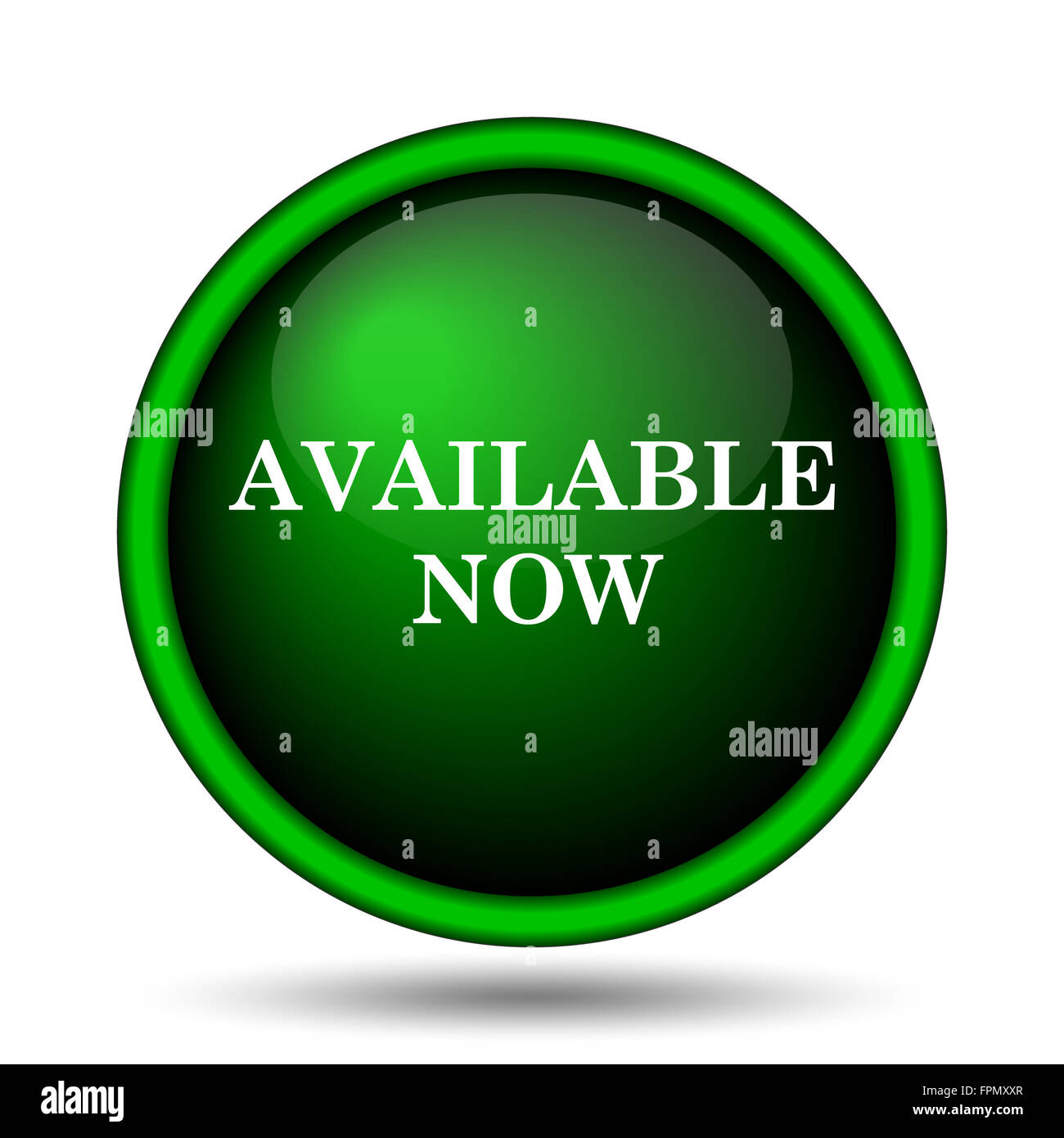 Available now icon. Internet button on white background Stock Photo - Alamy