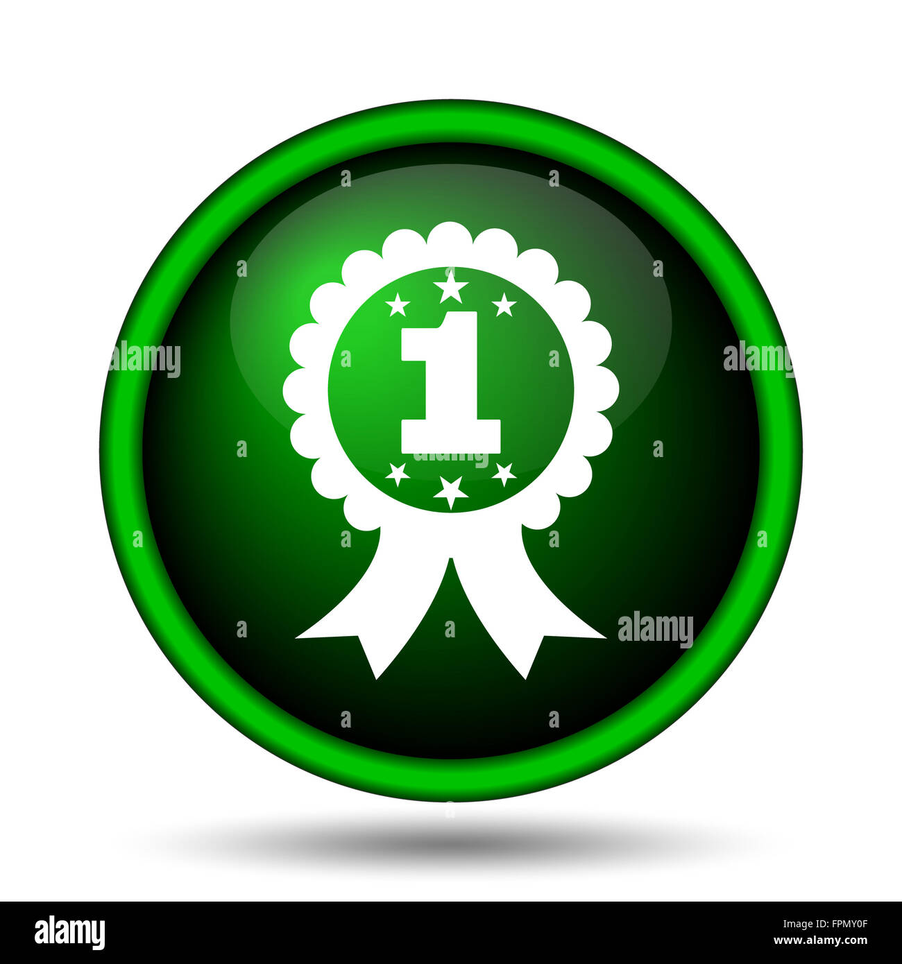 First prize ribbon icon. Internet button on white background Stock ...