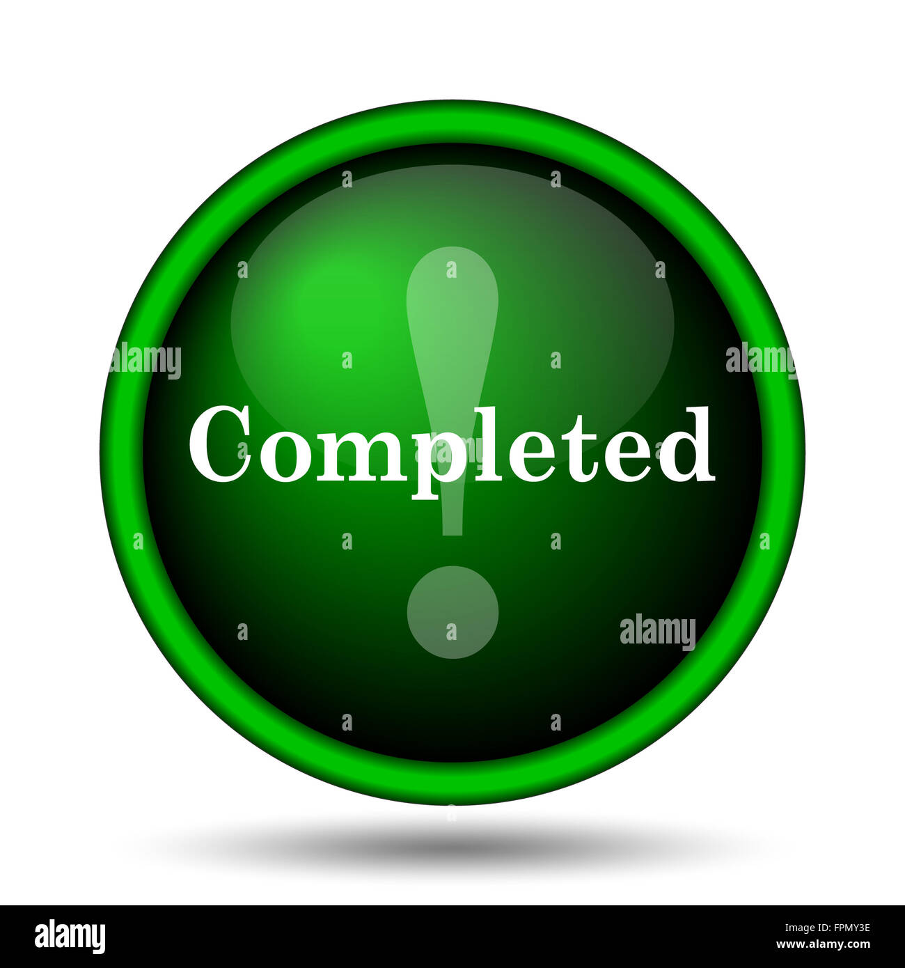 Completed icon. Internet button on white background Stock Photo - Alamy
