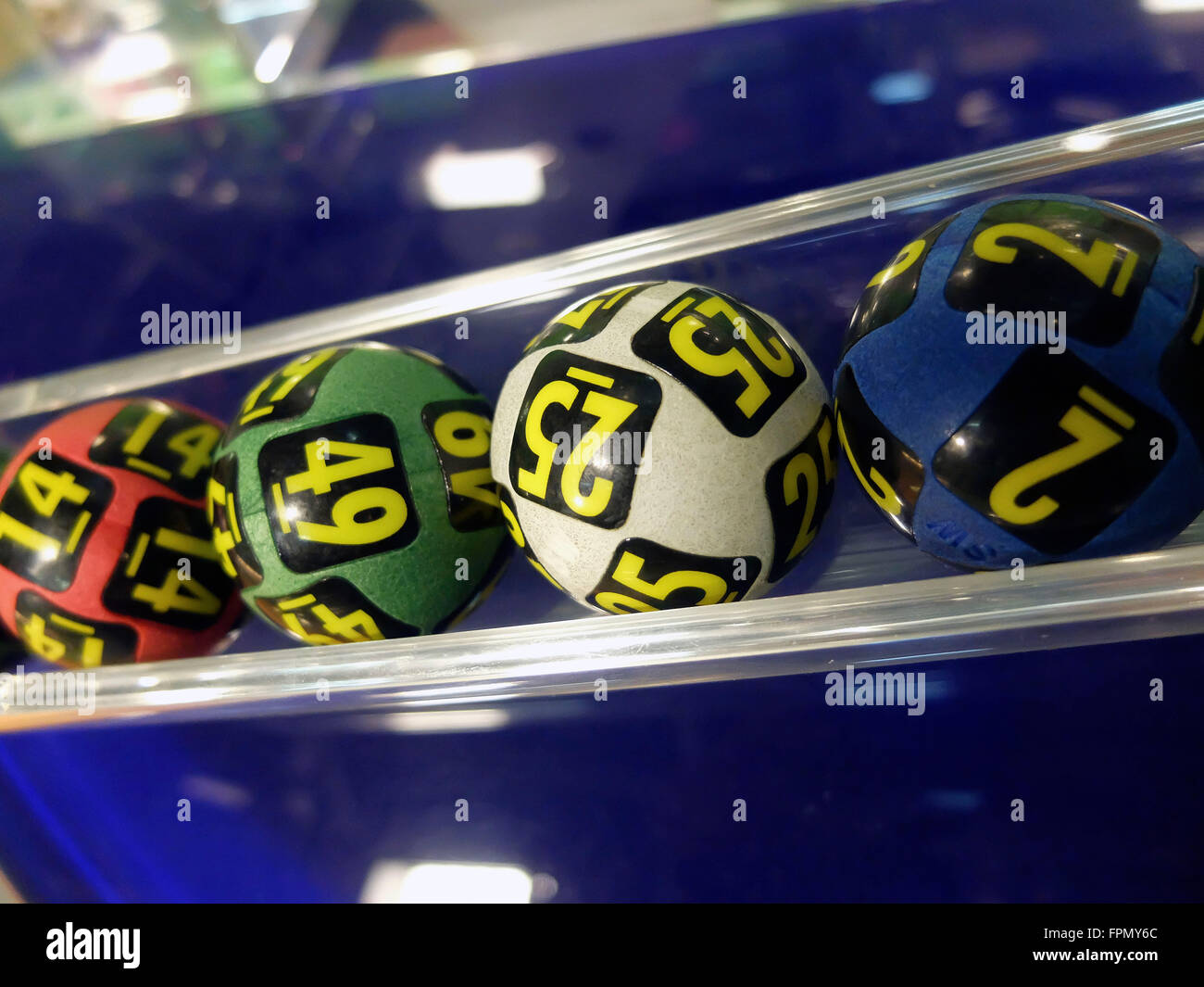 Image of lottery balls during extraction of the winning numbers Stock ...