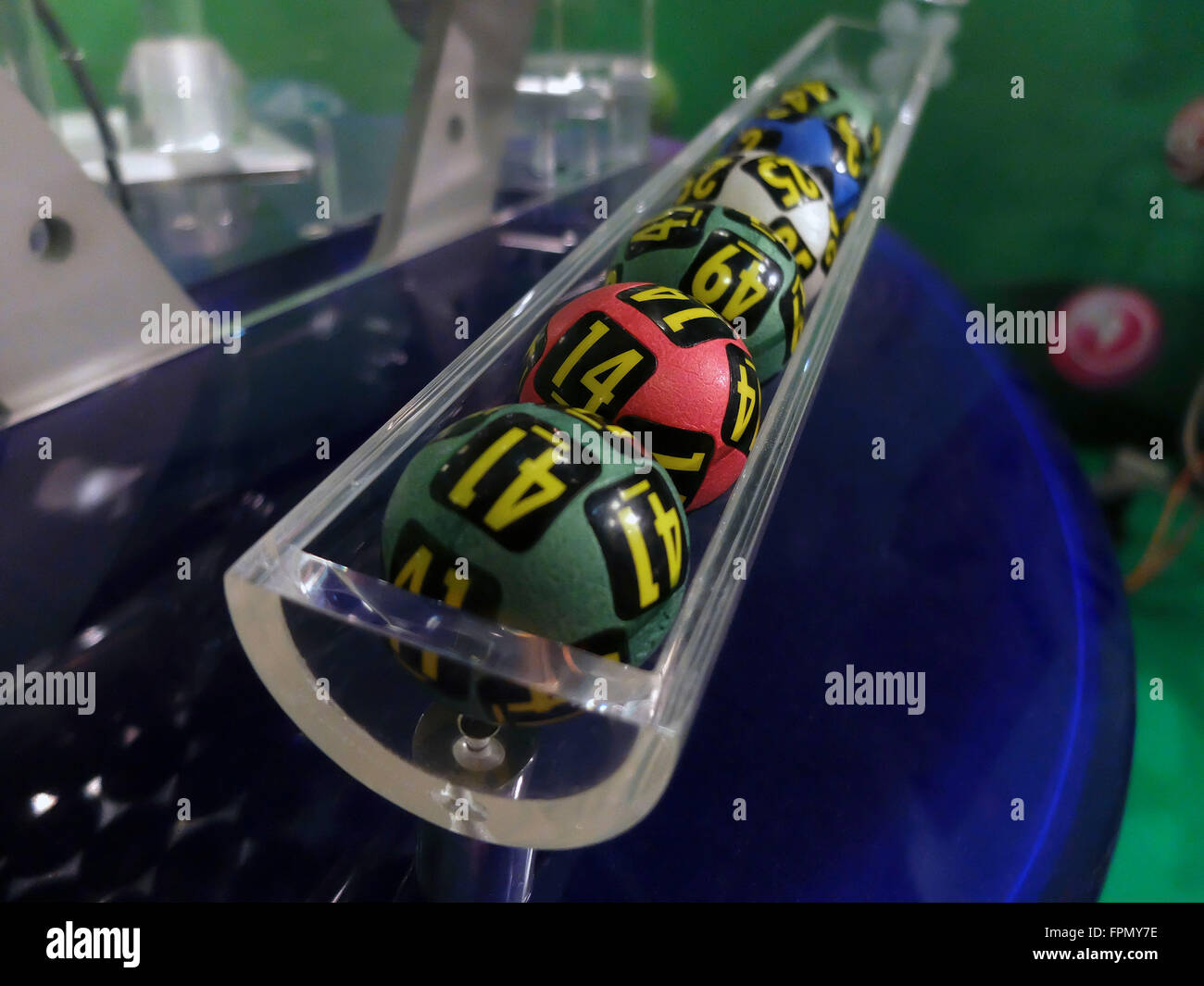Image of lottery balls during extraction of the winning numbers Stock ...