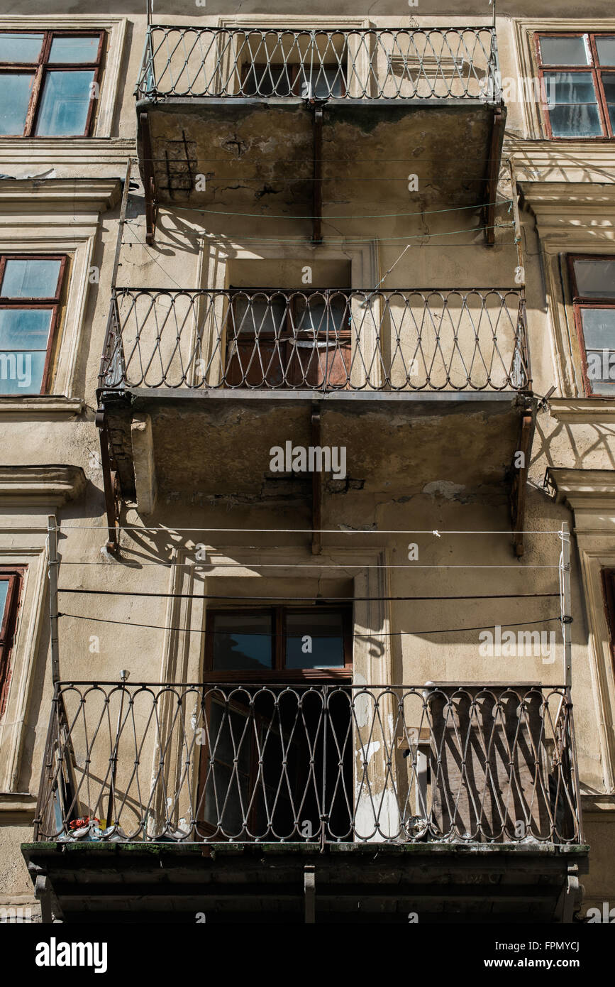 Old vintage balcony on the building of 18 century. London architecture ...