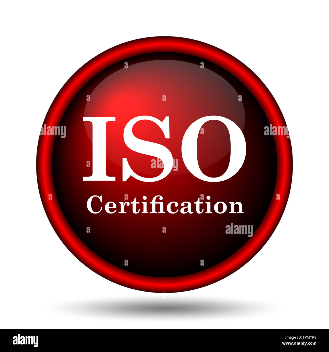 ISO certification icon. Internet button on white background Stock Photo ...