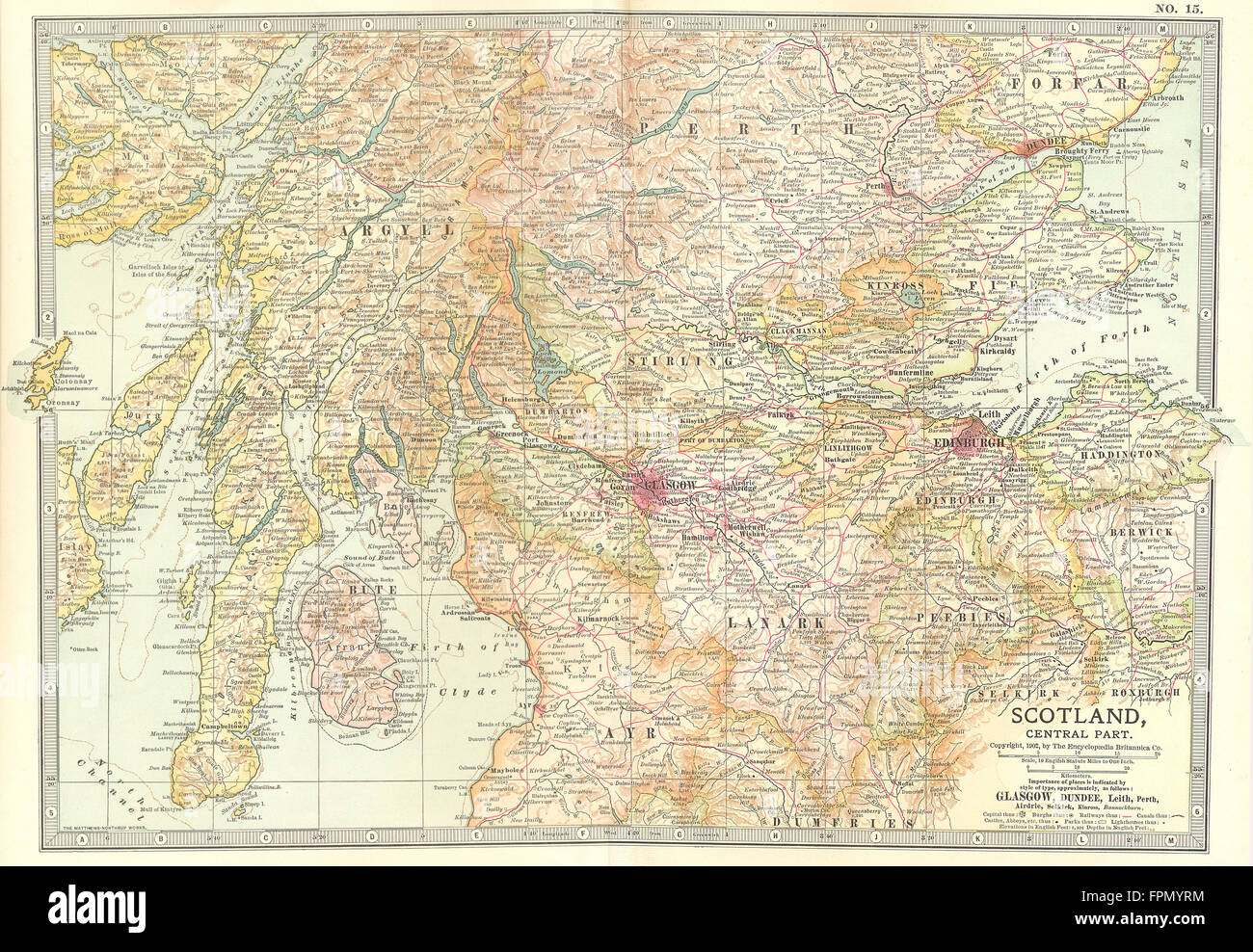 SCOTLAND CENTRAL: Lanark Peebles Stirling Perth Argyll Ayr Fife, 1903 ...