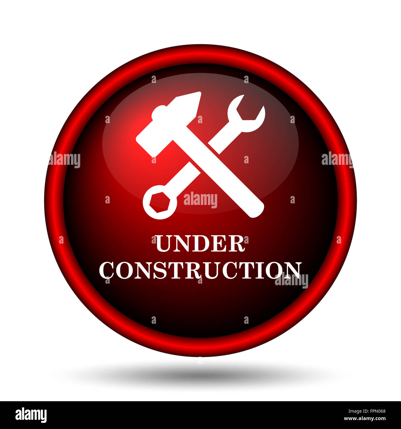Under construction icon. Internet button on white background Stock ...