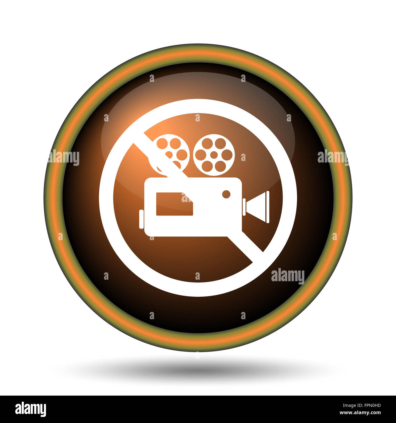 Forbidden video camera icon. Internet button on white background Stock ...