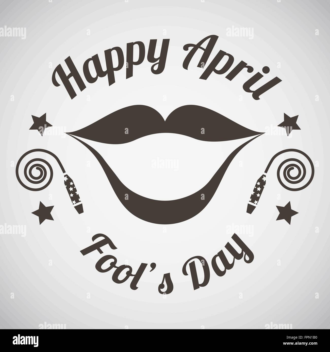 April fool's day emblem with wide smile. Vector illustration Stock ...