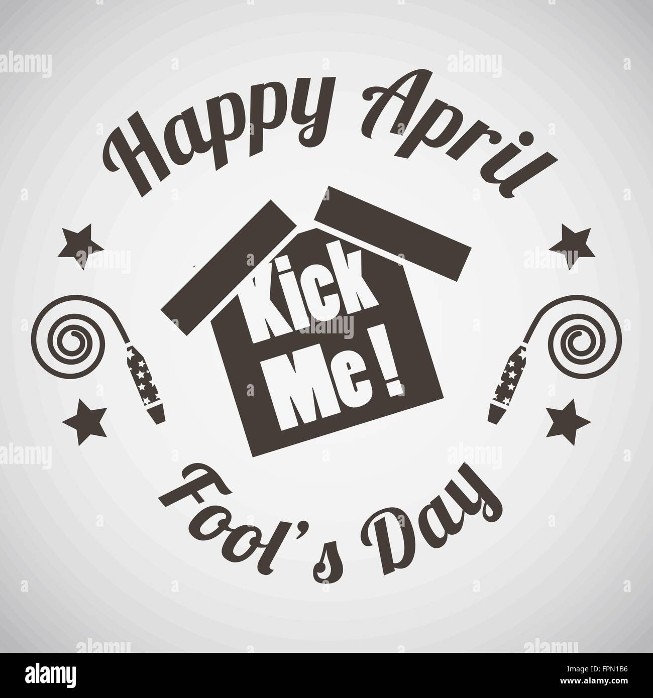 April fool's day emblem with kick me sticker. Vector illustration Stock ...