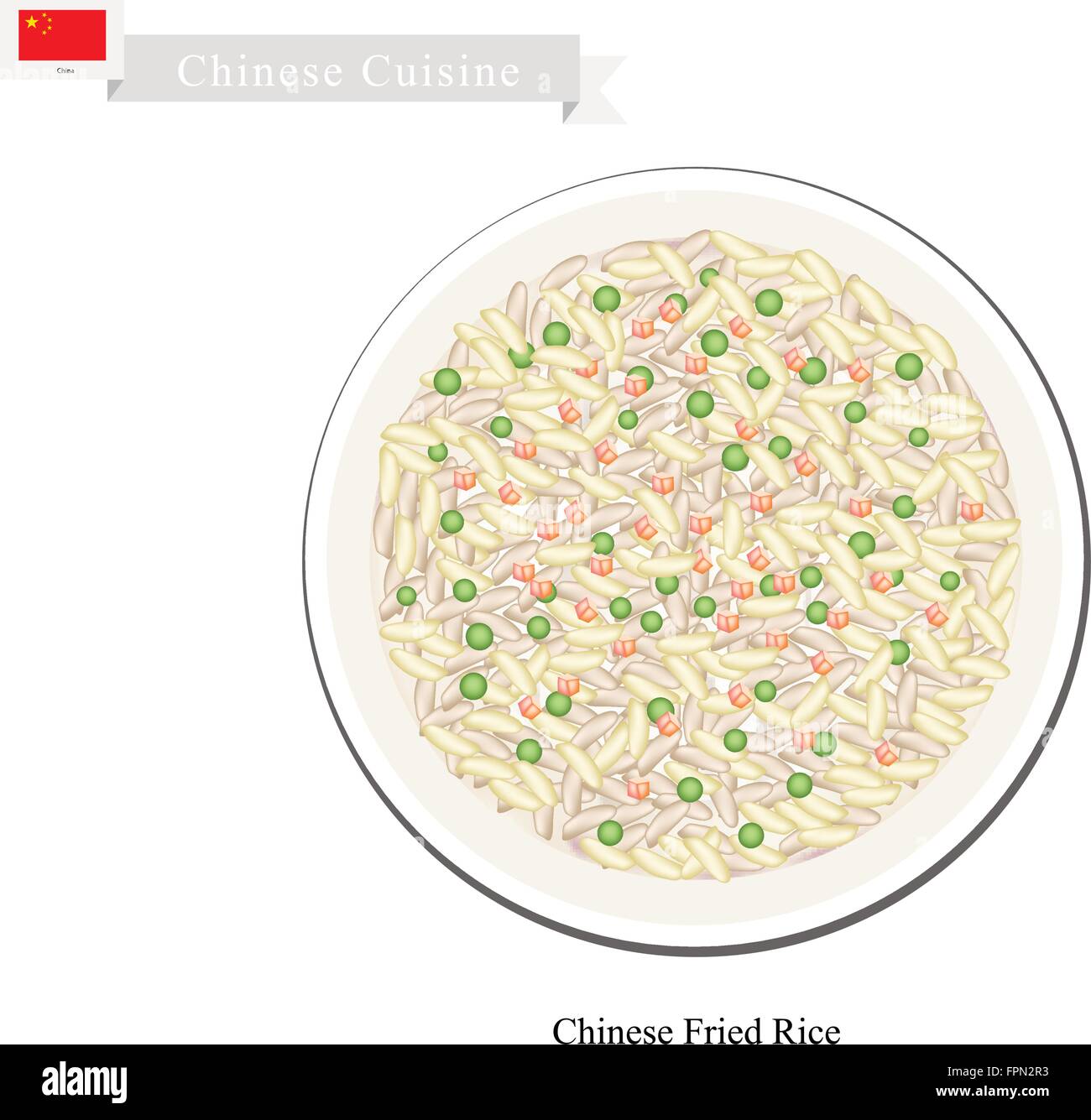 Chinese Cuisine, Chinese Fried Rice with Egg, Chicken or Pork, Chopped ...