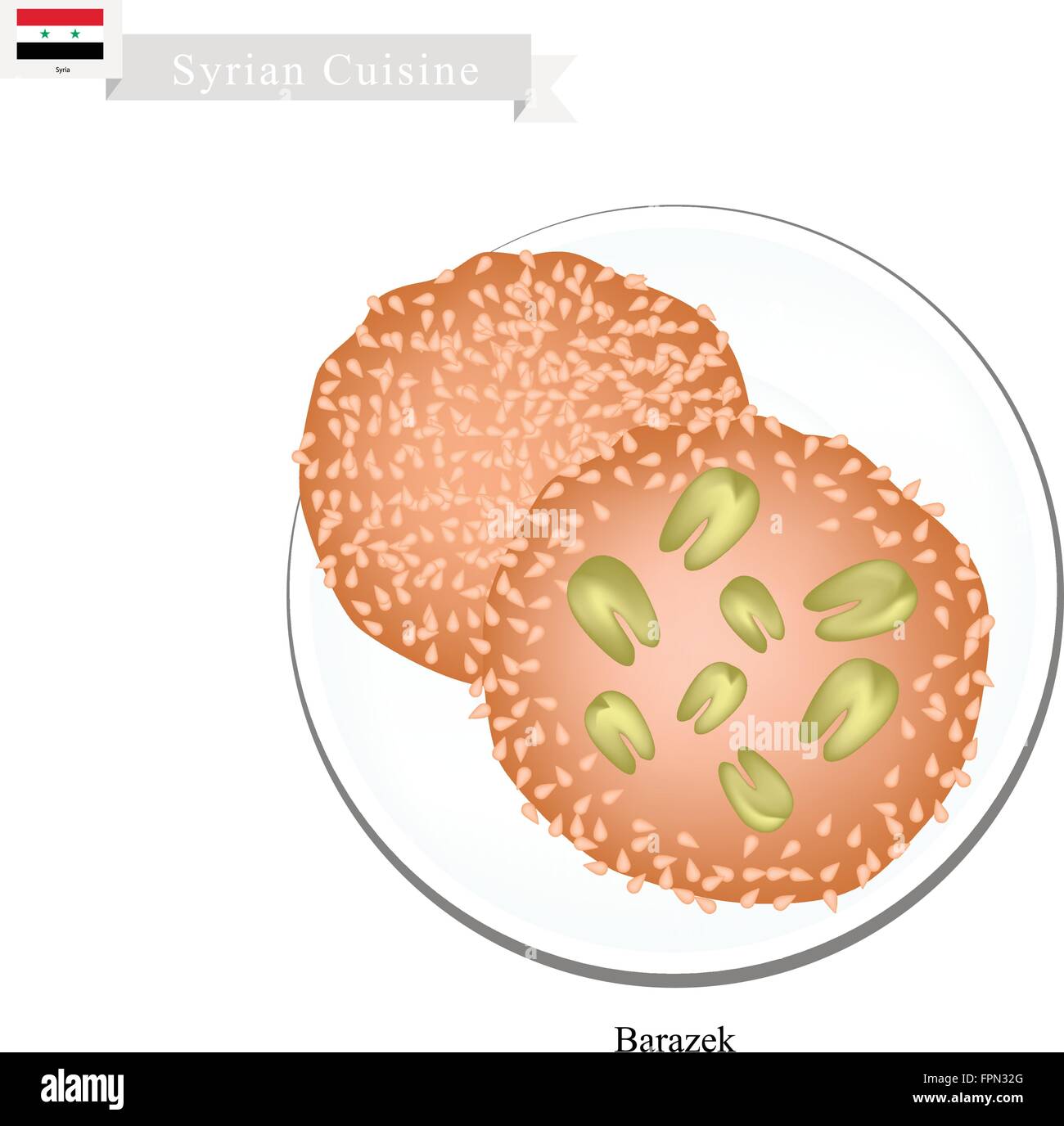 Syrian Cuisine, Barazek or Traditional Honey Sesame Seed and Pistachio ...