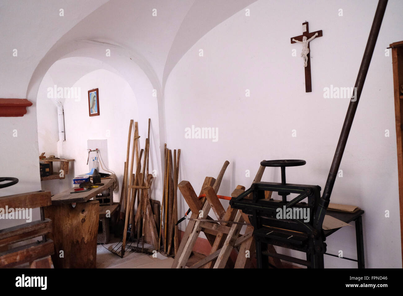 Workshop where monks produce a variety of wooden items in the ...