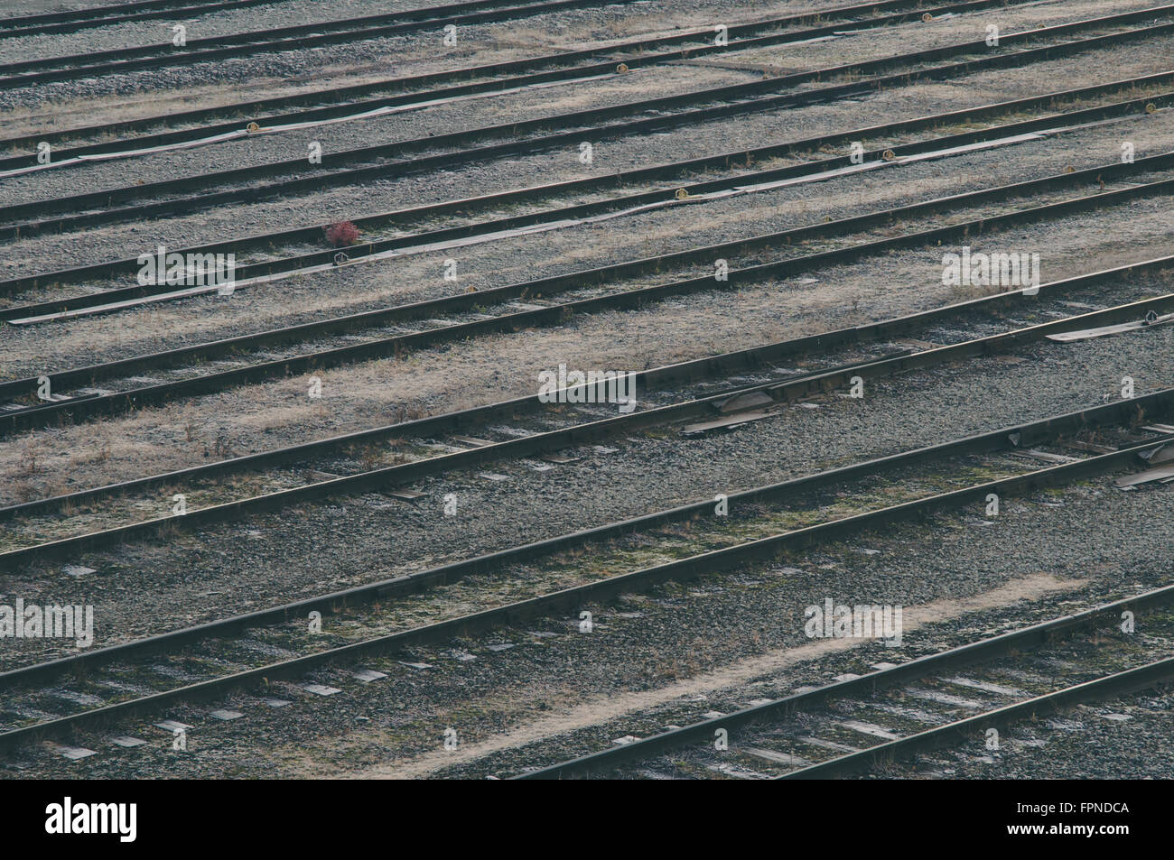 Old railroad tracks at train station, transportation infrastructure ...