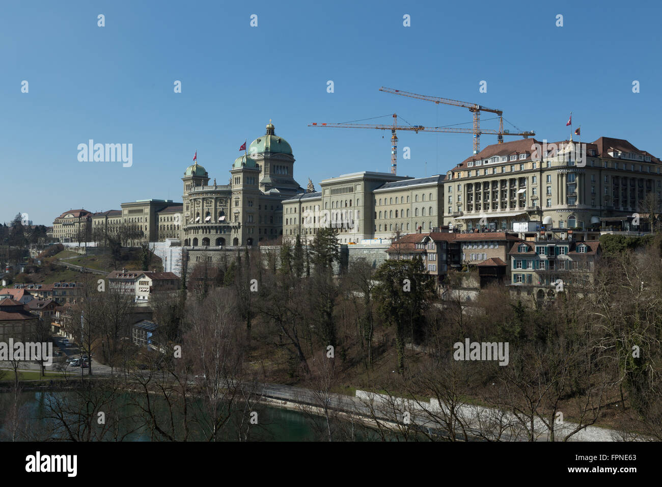 A photograph of the Federal Parliament Building in Bern, Switzerland ...