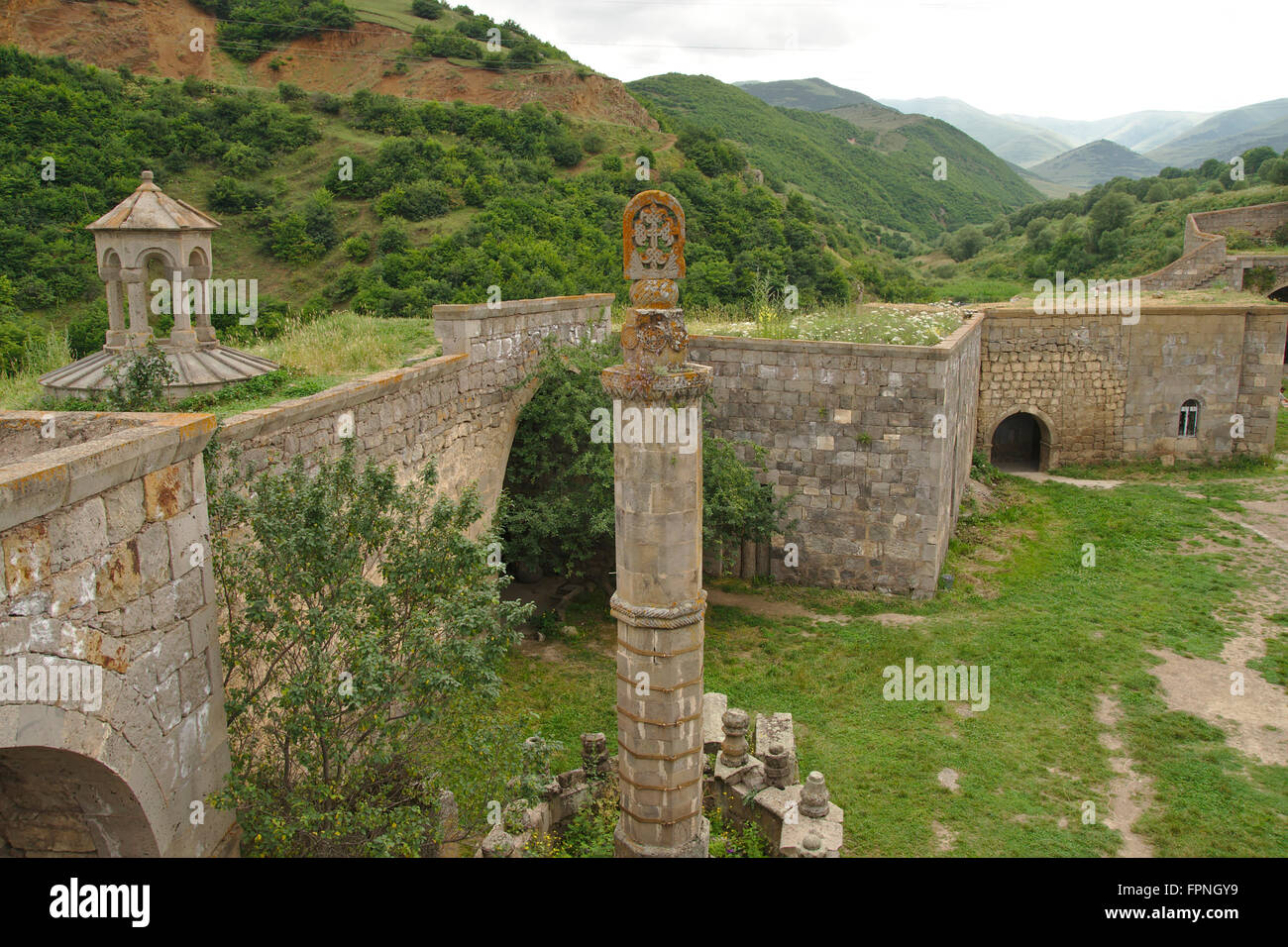 Tatev monastery, Gavazan (the pendulous column) and fortification ...