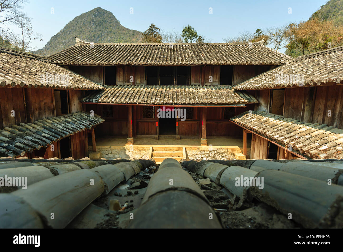 Ha Giang, Vietnam - March 18, 2016: Old building at Sa Phin Town in Ha ...
